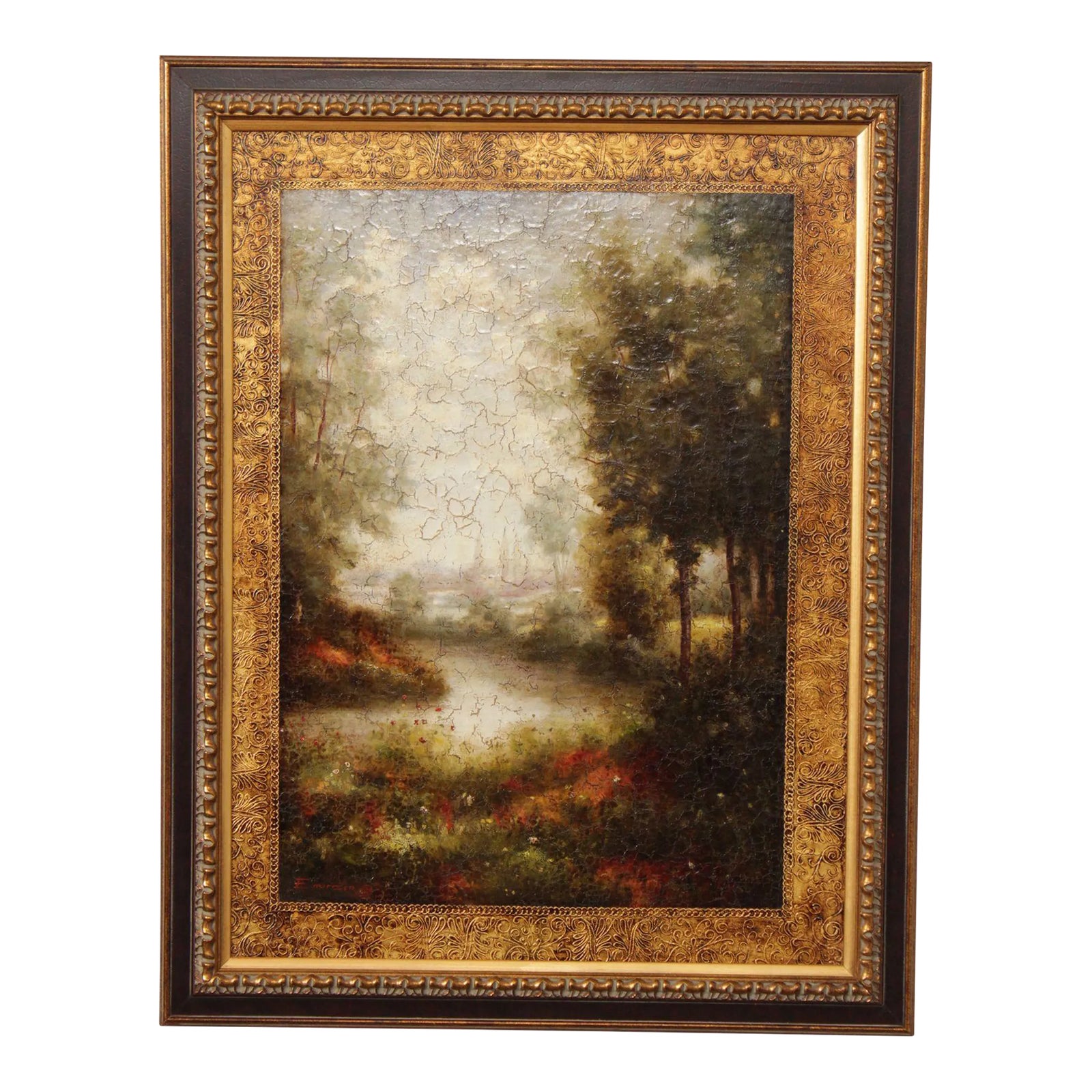 Vintage American Impressionist Style Painting of a Stream, After ...