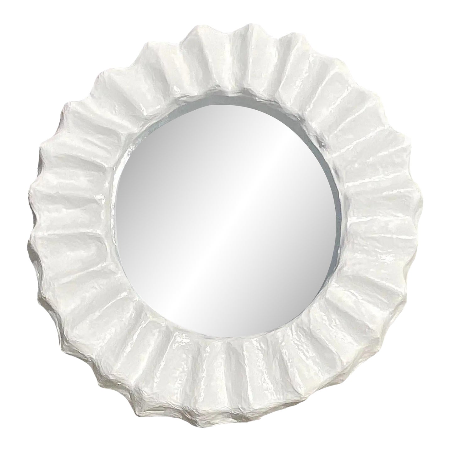 White Ruffle Frame Wall Mirror | Chairish