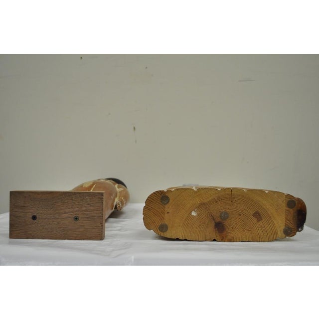 Pine Hand Carved Quaker Couple Figurines - A Pair | Chairish