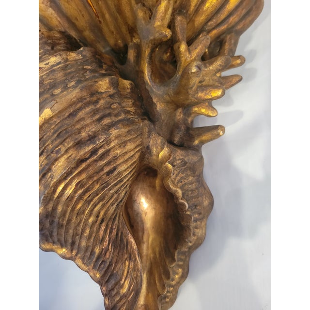 Vintage Coastal Regency Large Sea Clam Conch Shell Form Gold Silver ...