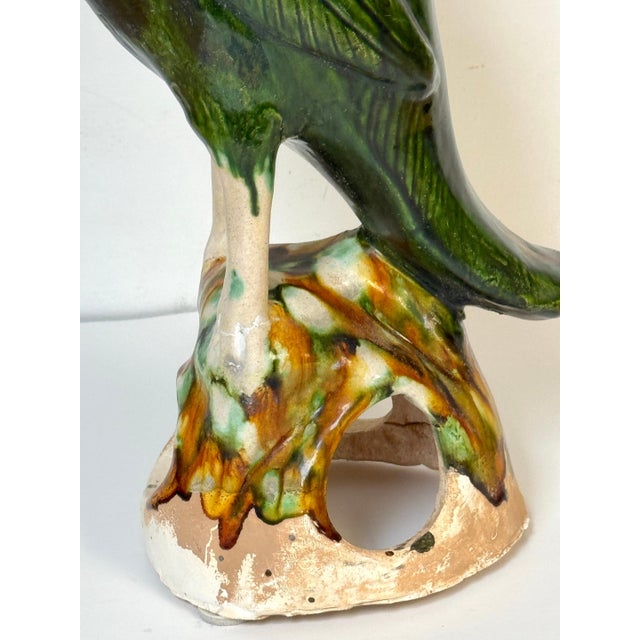 Monumental Chinese Export Porcelain Green Sancai Glazed Parrot, Late ...