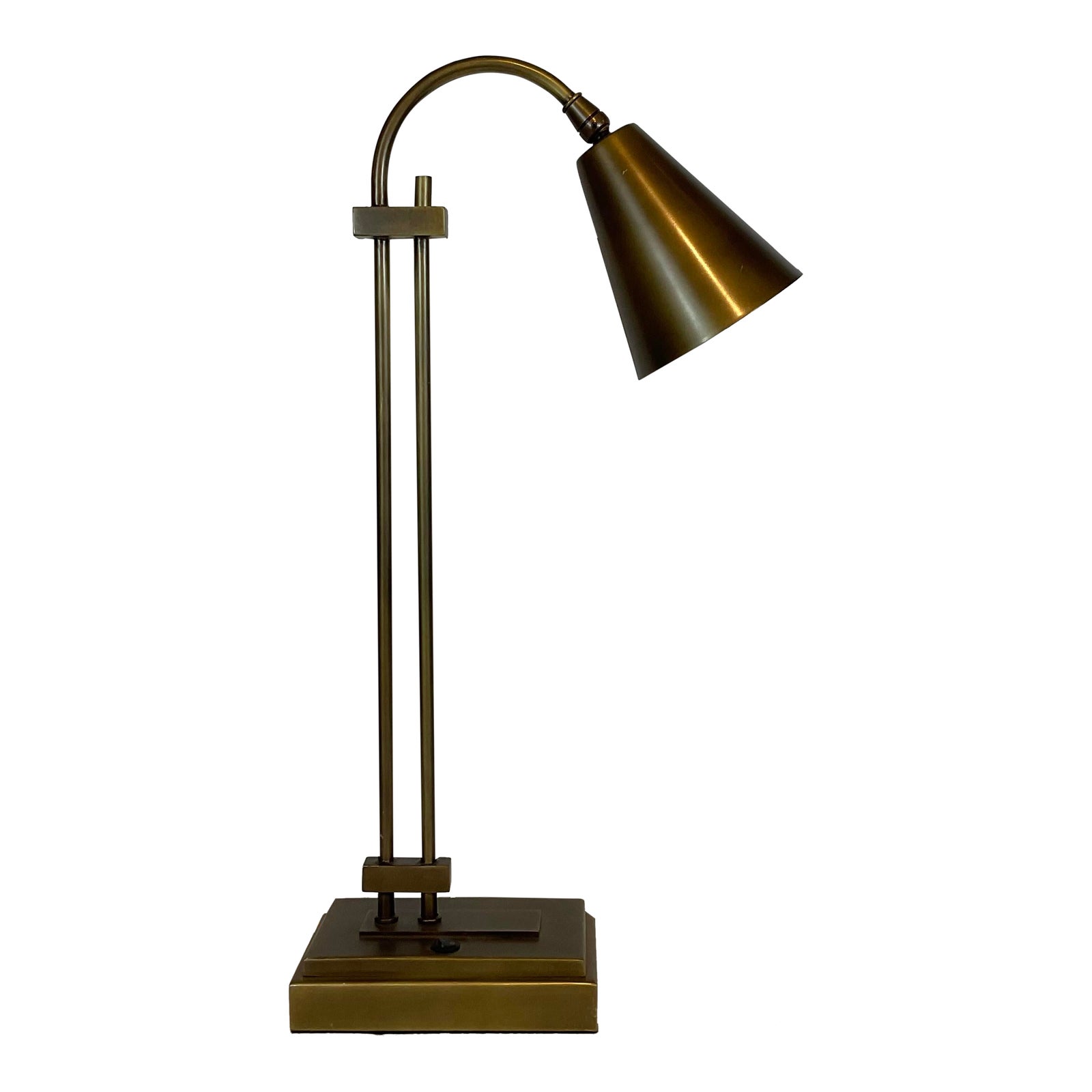 Currey & Company Modern Brass Symmetry Desk Lamp | Chairish