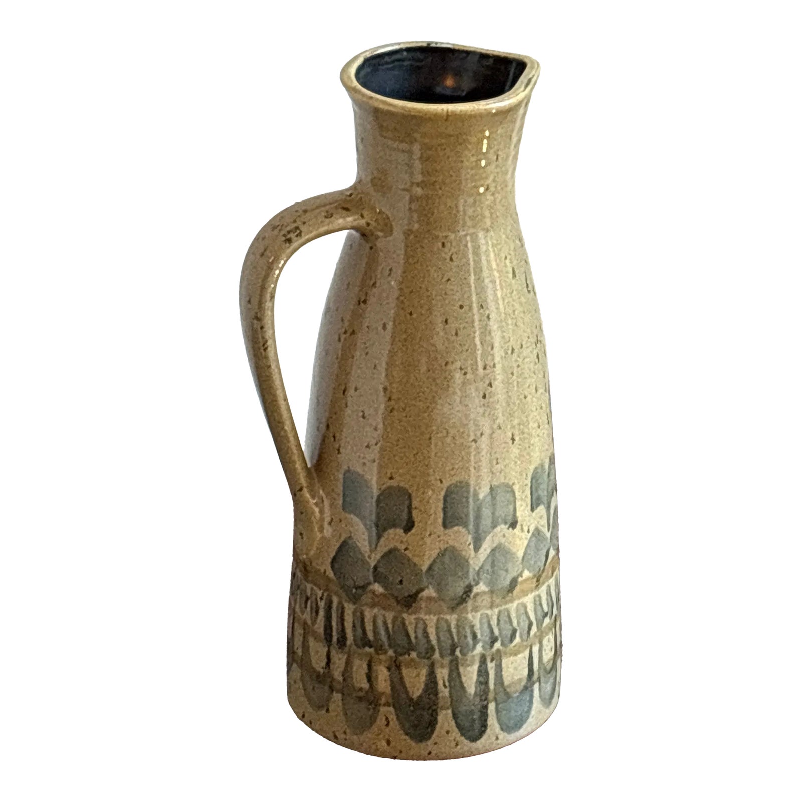 Mid-20th Century Lapid Israel Stoneware Tall Pitcher, Vase | Chairish