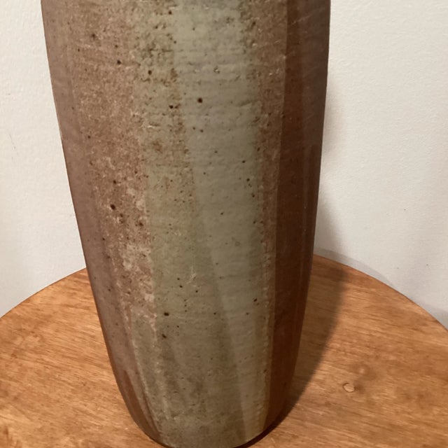 Cecil Strawn Mid Century Modern Pottery Stoneware Long Neck Vase | Chairish