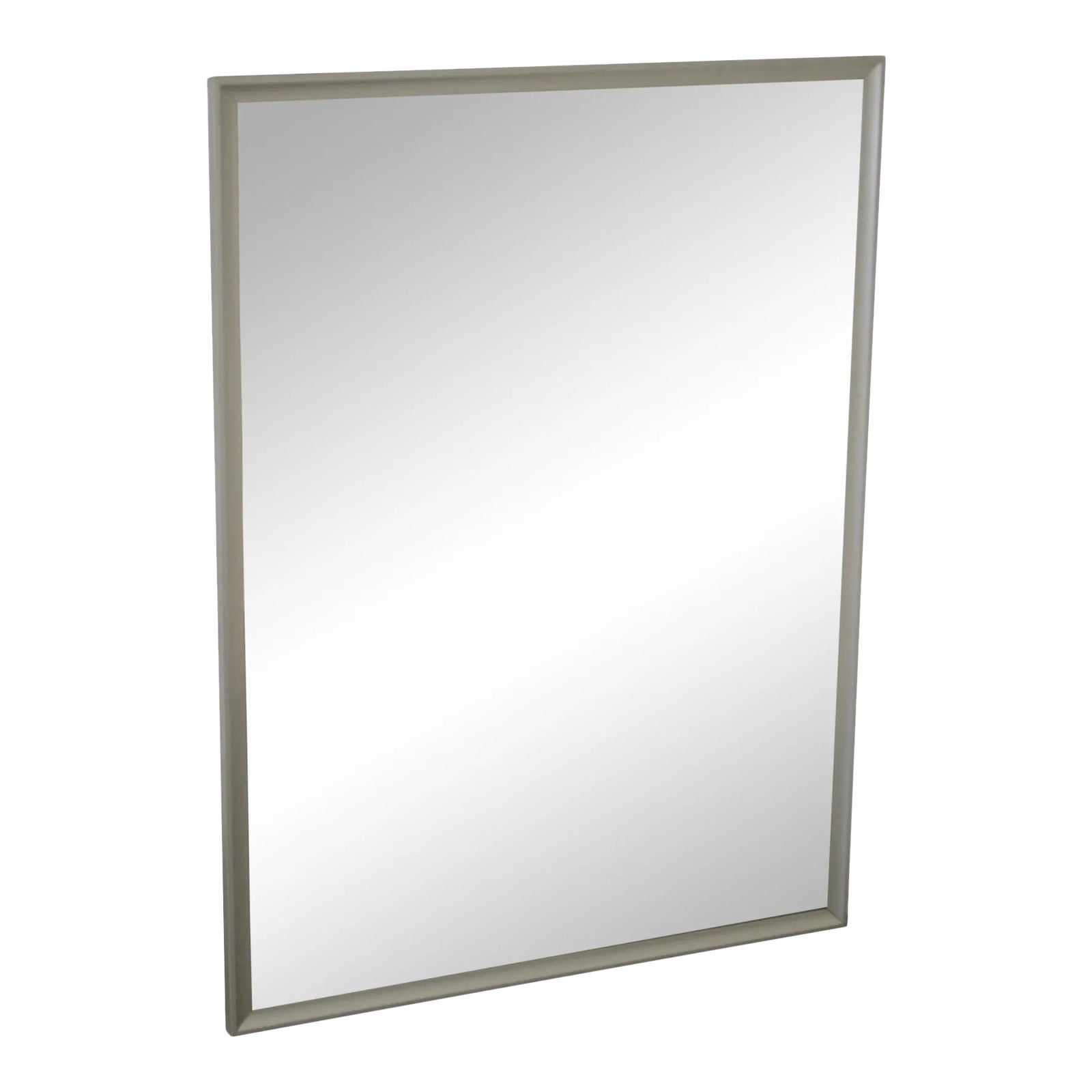 Mid Century Modern Brushed Steel Frame Wall Mirror | Chairish