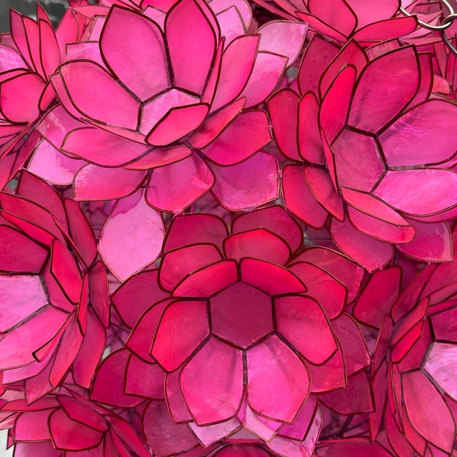 Worlds Away Venus Pink Lotus Capiz Shell Pendant Light Chandelier ...