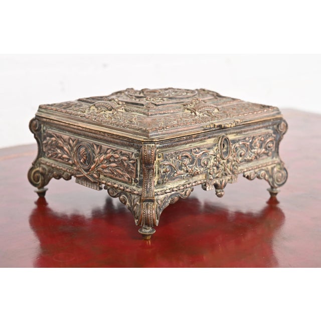 Antique French Repousse Silver Jewelry Box | Chairish