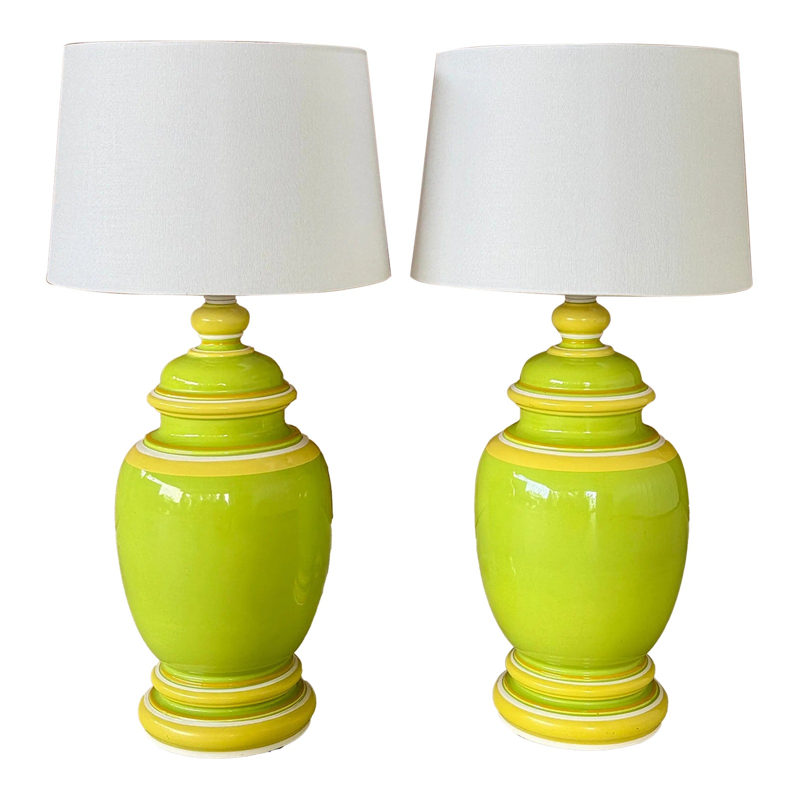 Mid-20th Century Coastal Regency Ceramic Glazed Vibrant Ginger Jar ...