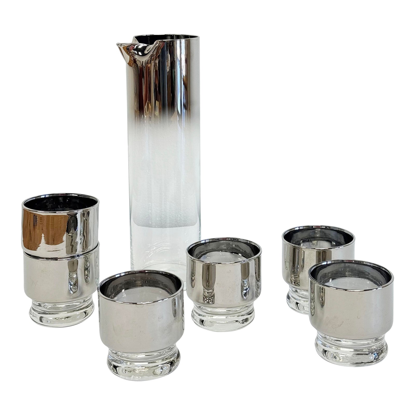 Vintage Dorothy Thorpe Style Cocktail Pitcher and Six Low Ball Glasses ...