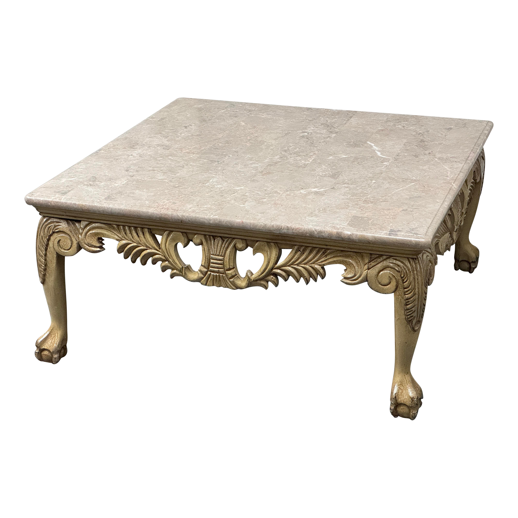 Schnadig Carved Wood and Marble Coffee Table - $299 | Kashew | Kashew
