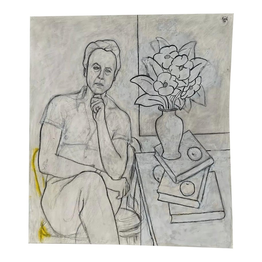 Robert Finch 20th C. American Pencil Sketch Male Study 22x25 | Chairish