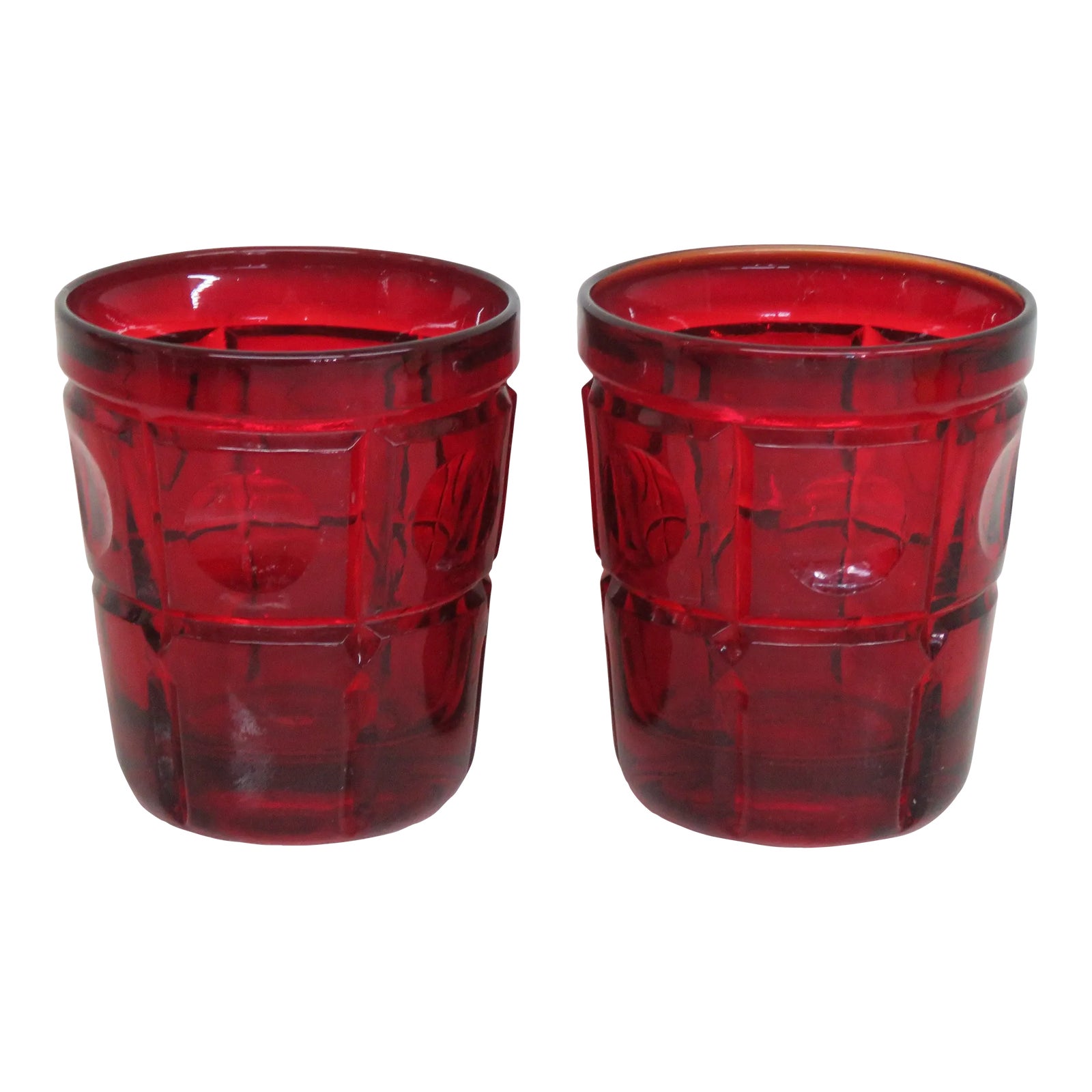 Fenton Plymouth Ruby Red Glass Set of 2 Dessert Whiskey Cups 4212b ...