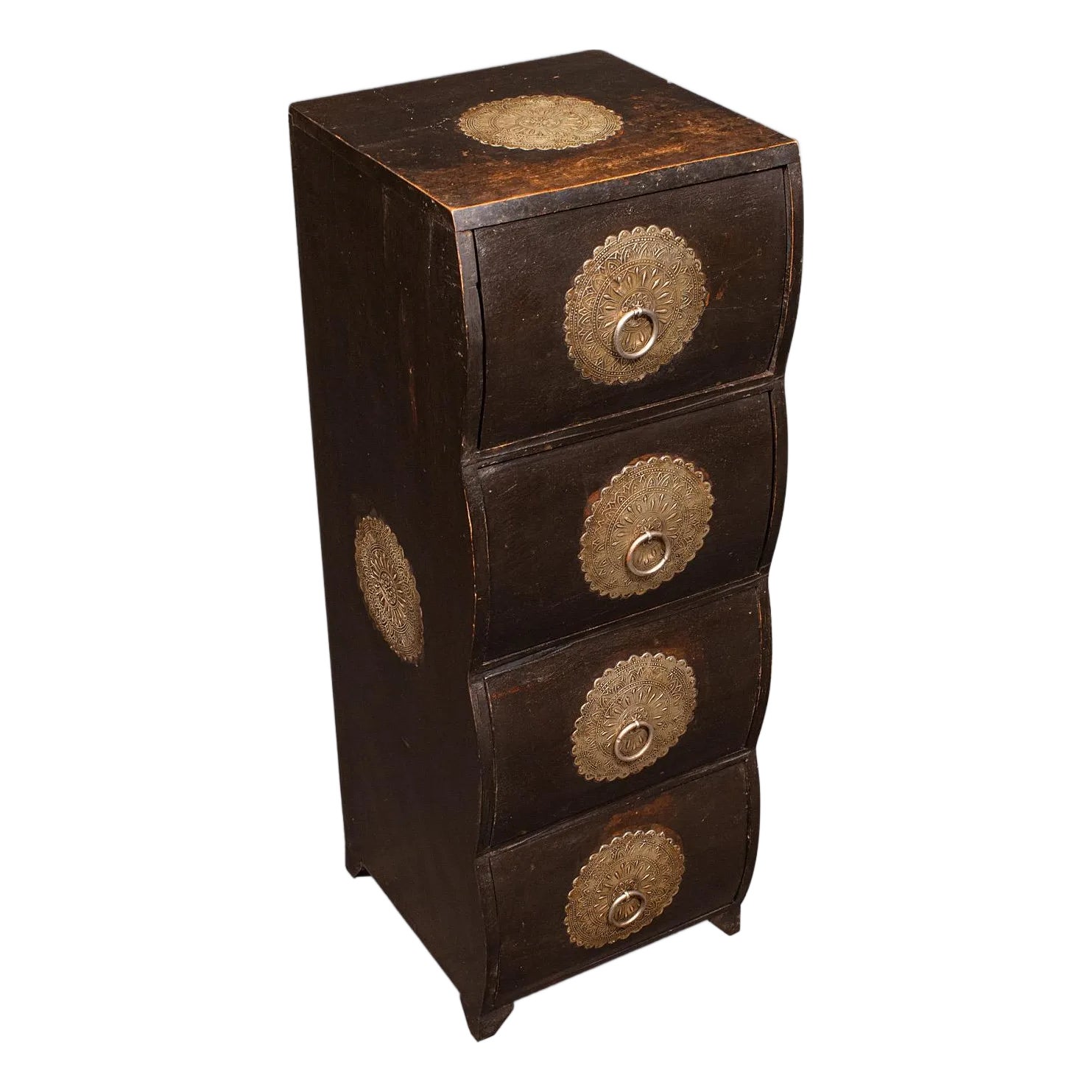 Vintage Barber's Chest of Drawers, Turkish Pine Bombe Front Cabinet ...