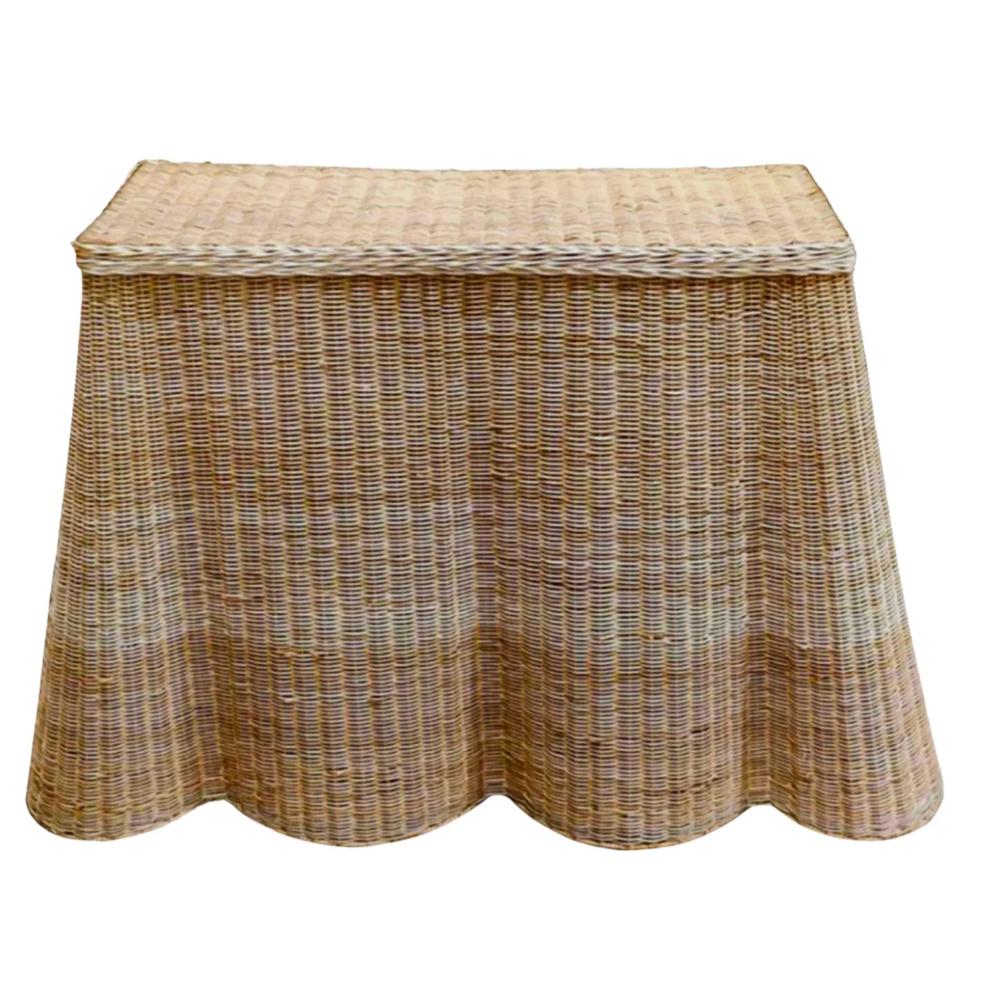 Scalloped Wicker Console Table, 43" | Chairish