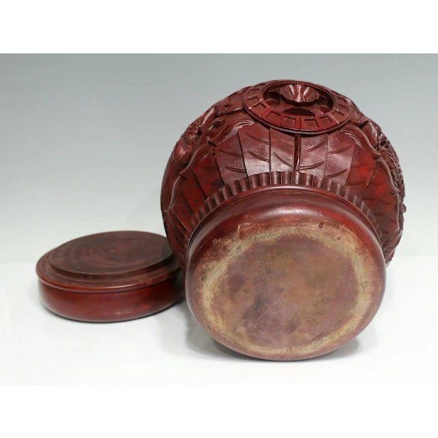 Large Chinese Red Lacquer Wood Rice Storage Barrels Containers / Dragon ...