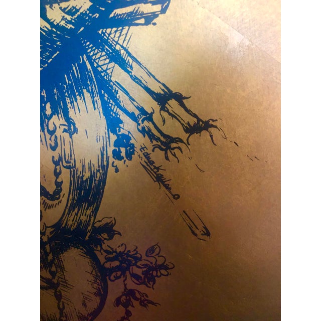 Vintage 1970 Gilded Four Panel Screen Room Divider by Edna Kaylor ...