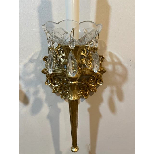 1950s Hollywood Regency Syroco Crystal Wall Sconces - a Pair | Chairish