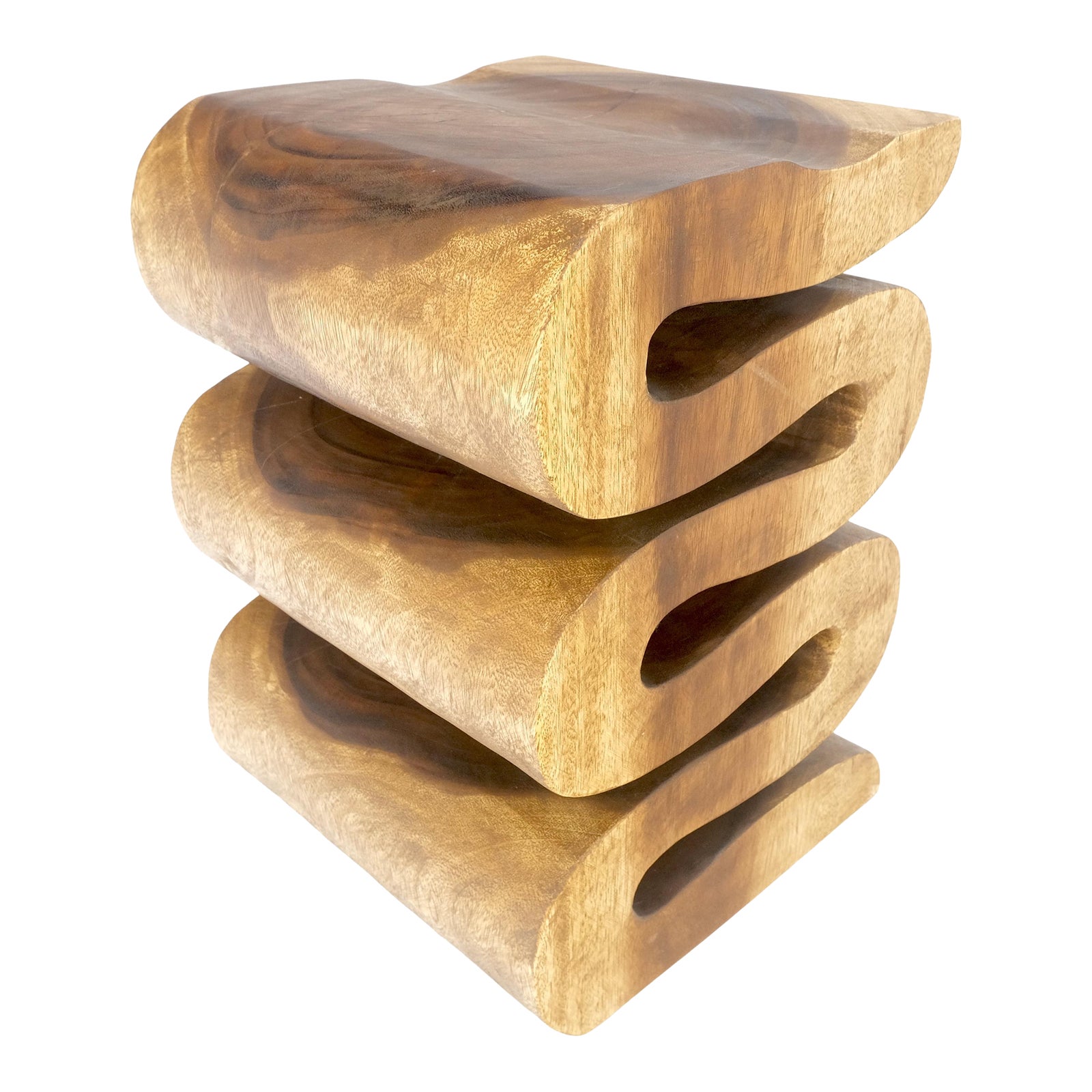 Snake Shape One Piece Carved Solid Walnut Square Top Stool Side Table ...