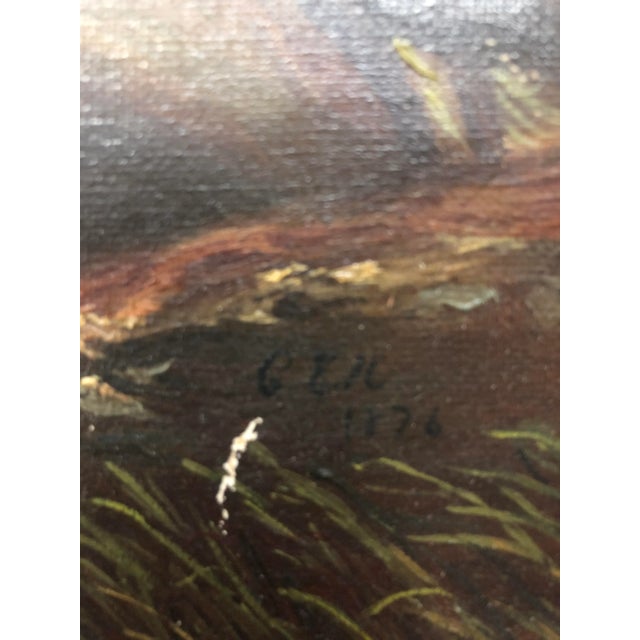 1876 Antique 19th-Century Signed Original Oil on Canvas Landscape ...