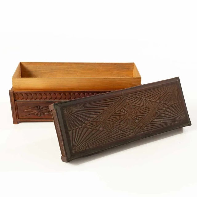 Early 20th Century Antique Chip Carved Box With Drawer | Chairish