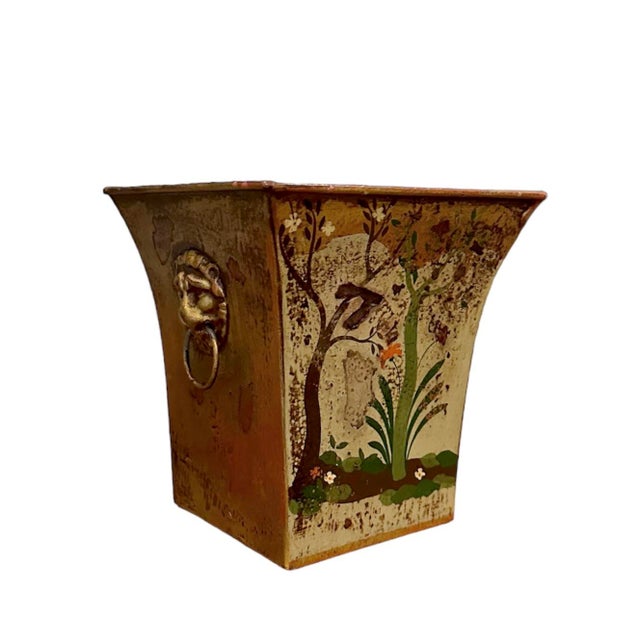 Vintage Antiqued Chinoiserie Italian Hand Painted Tole / Toleware ...