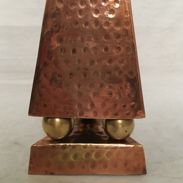 Antique French 20th Century Modernist Hammered Copper & Brass Obelisk ...