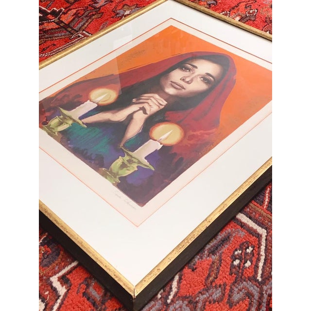 1970s "Shabbas Candles XIV A" Signed and Numbered AP Lithograph by Sandu Liberman, Framed | Chairish
