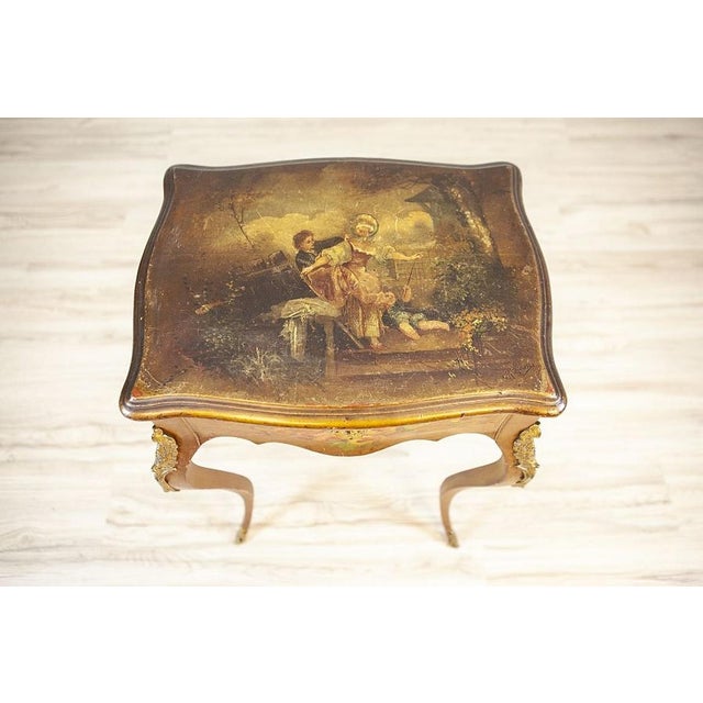 Sewing Table From the Late 19th Century With Top and Inside Painting ...