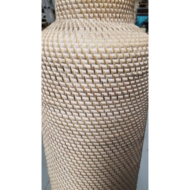 1970s Restored White Reed Rattan Wicker Decorative Vases Gabriella ...