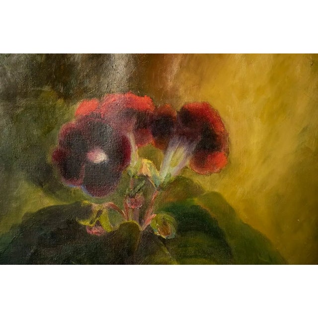 Late 20th Century Marian Ragsdale Original O/C African Violets, Framed ...