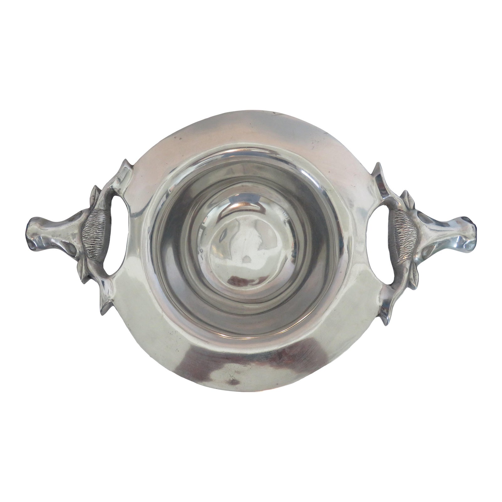 Longhorn Pewter Serving Platter Bowl Display W Steer Head Handles Large ...