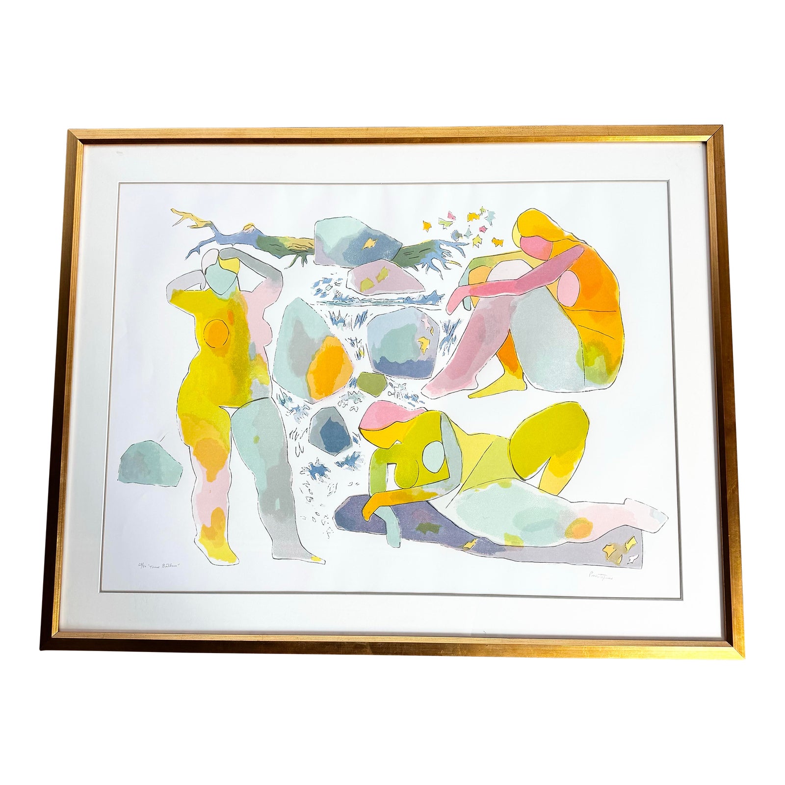 “Three Bathers” by Gregorio Prestopino – Framed/Singed Lithograph (1968 ...