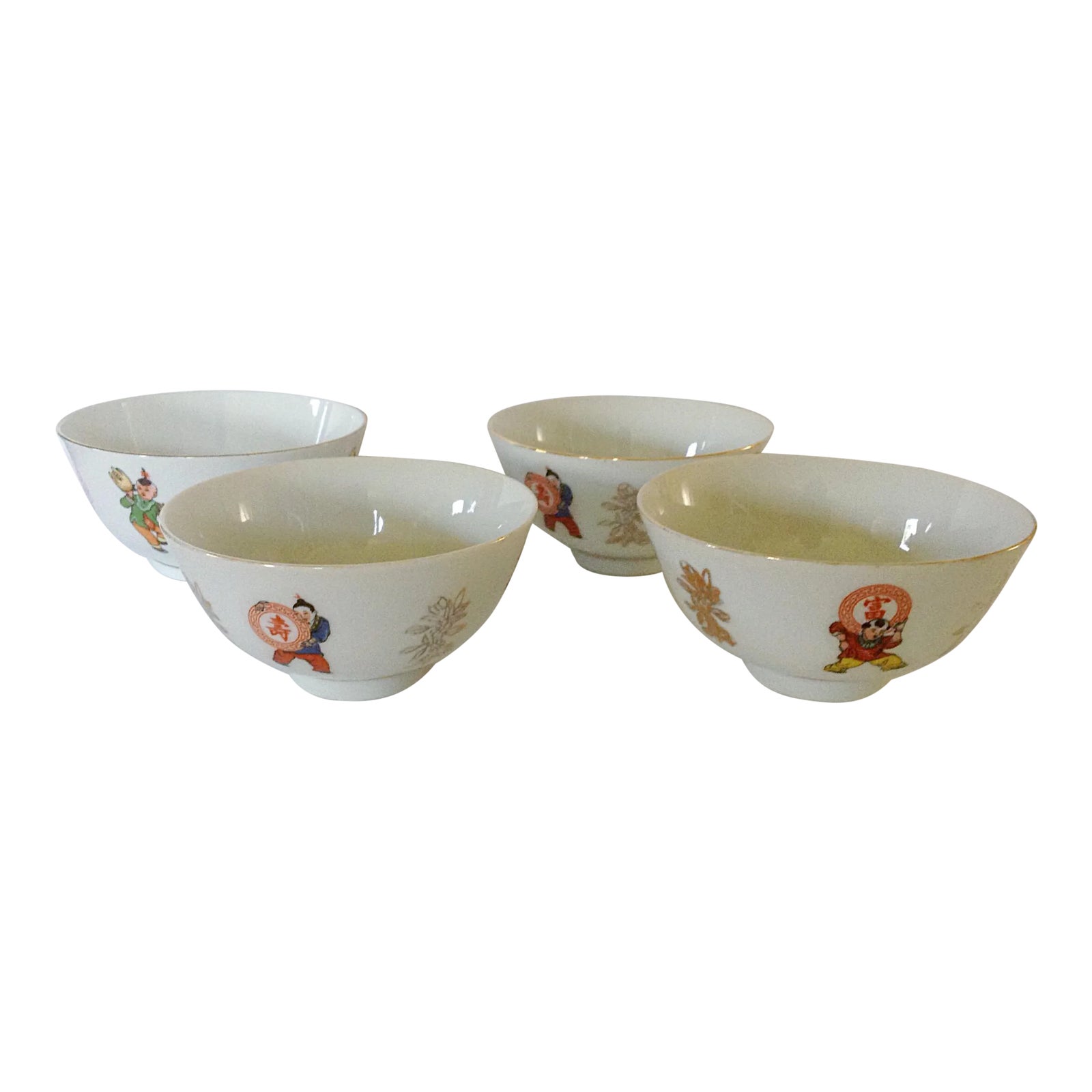 Children's Chinese Rice Bowls - Set of 4 | Chairish
