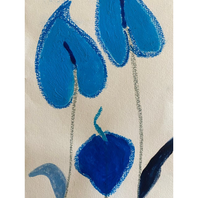 Blue Floral Paper Drawing | Chairish