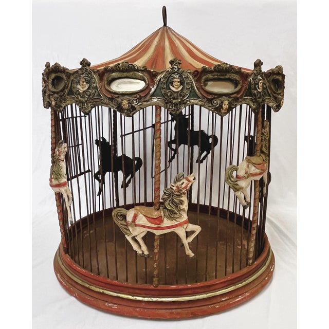 Early 1900's Hand Crafted Whimsical Circus Carousel Birdcage With ...