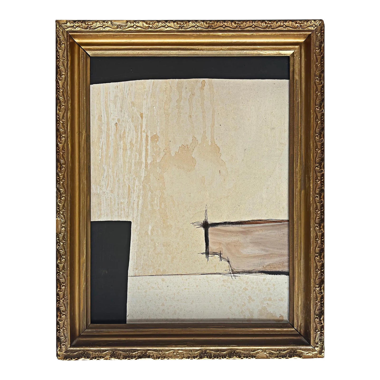 "Titration" Abstract Painting in Antique Frame, Transitional Living ...
