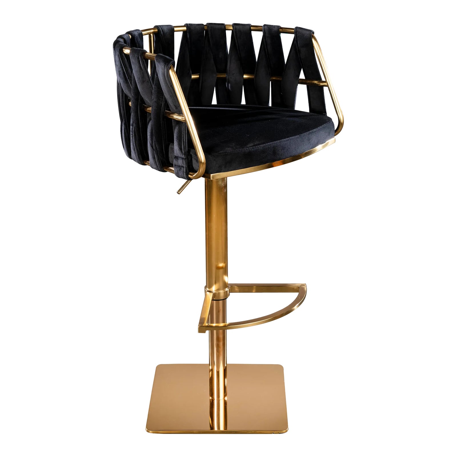 Milano Adjustable Swivel Counter Bar Chair in Black & Gold | Chairish