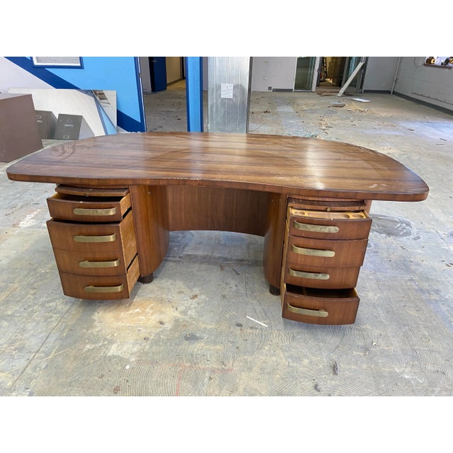 1940s Stow & Davis Vintage Mid Century Modern Walnut Desk | Chairish