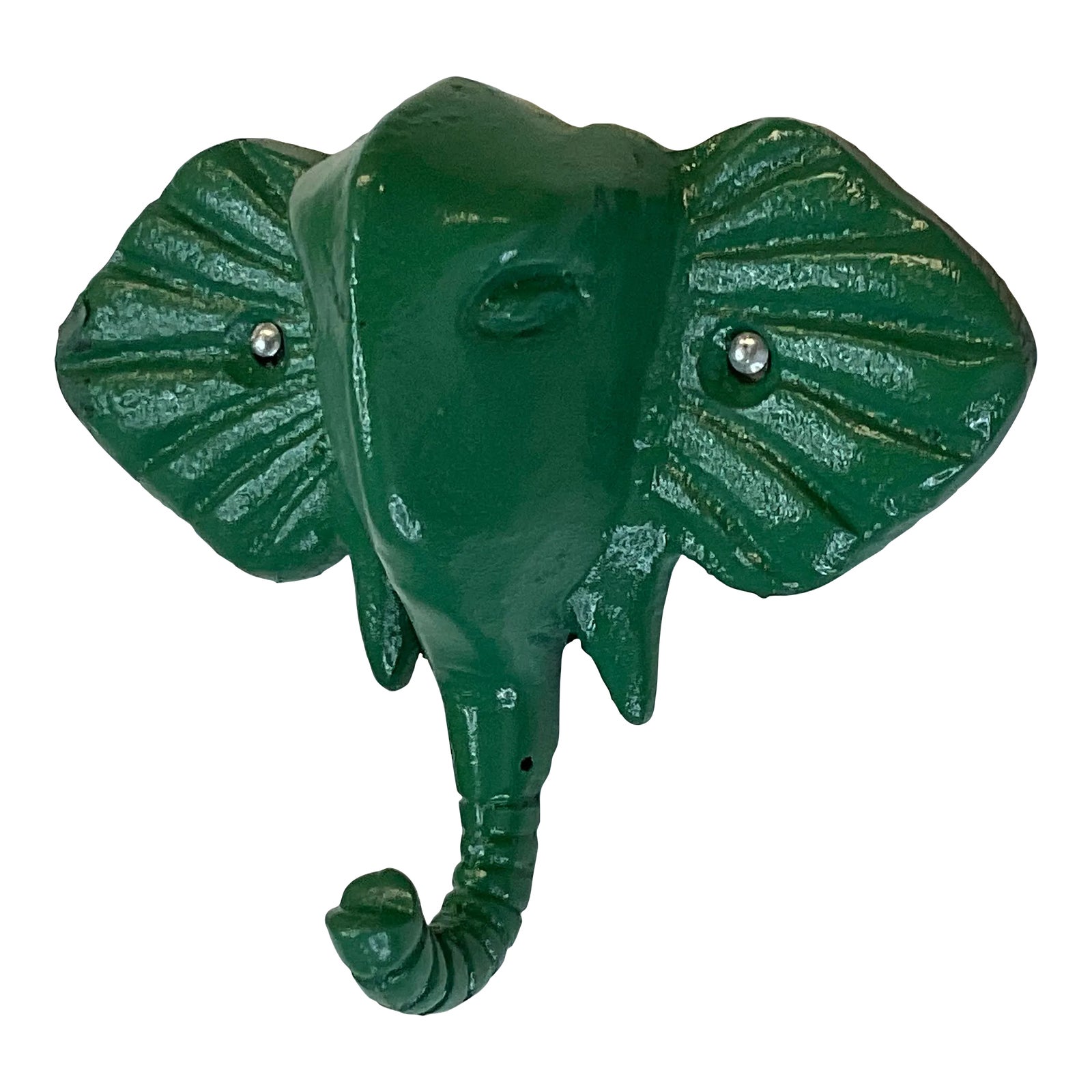 Vintage Cast Iron Elephant Hook, Newly Lacquered in Kelly Green | Chairish