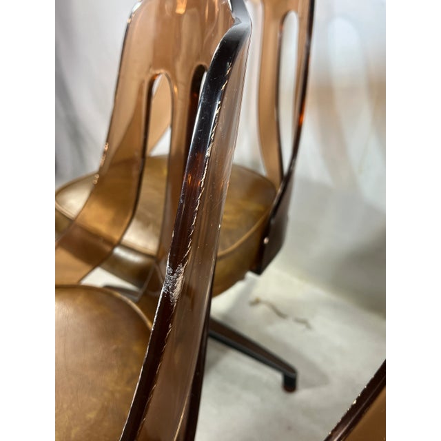 Vintage Modern Amber Acrylic Swivel Dining Chairs - Set of 4 | Chairish