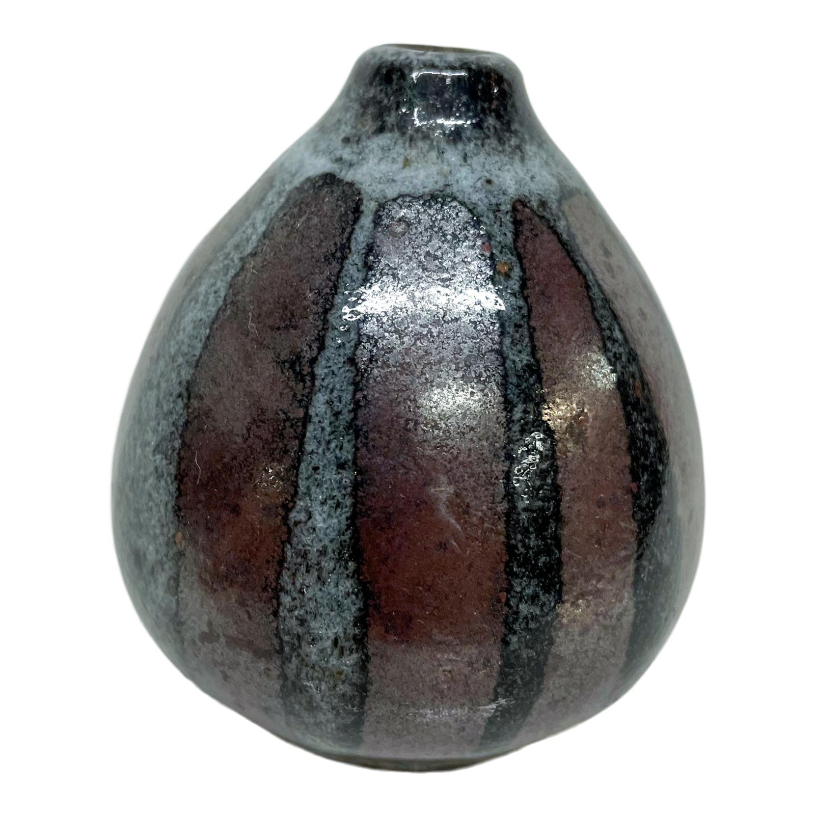 1970s Petite Japanese Striped Glazed Pottery Weed Pot Vase Signed Japan ...