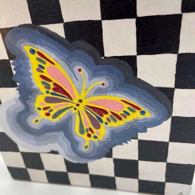 Postmodern Style Butterfly Still Life Painting | Chairish