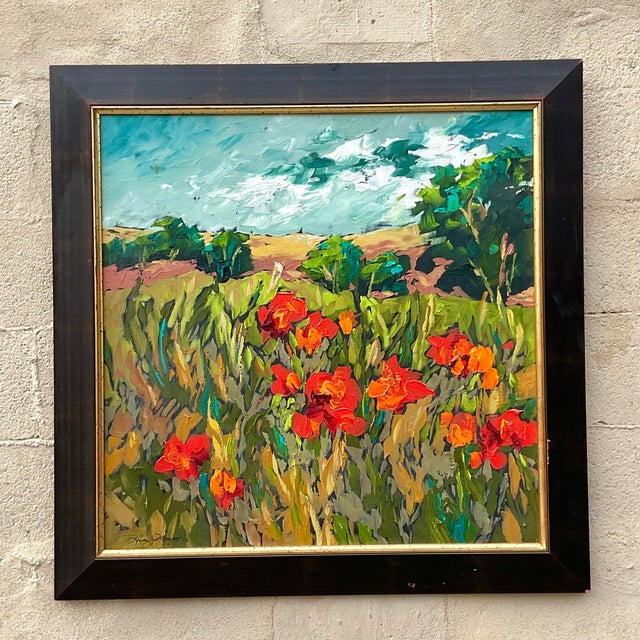 Vintage Boho Signed Original Landscape Oil Painting | Chairish