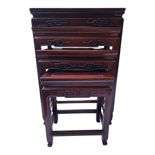 Vintage Rosewood Asian Chinese Nesting Tables - Set of 4 | Chairish