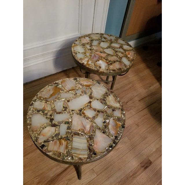1970s Contemporary Mica and Onyx Side Tables - a Pair | Chairish