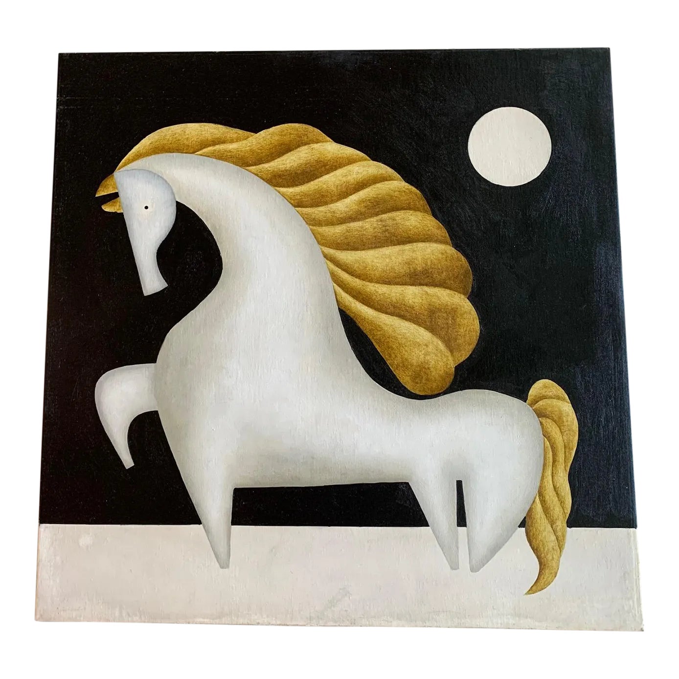 1960s "The Horse" Cubist Animal Portrait Painting | Chairish