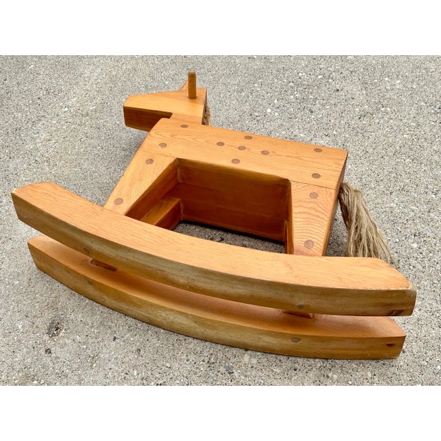 Vintage Scandinavian Wooden Unicorn Rocking Horse | Chairish