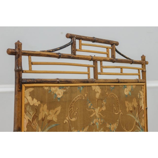 Victorian Bamboo Fireplace Screen W. European Fabric | Chairish