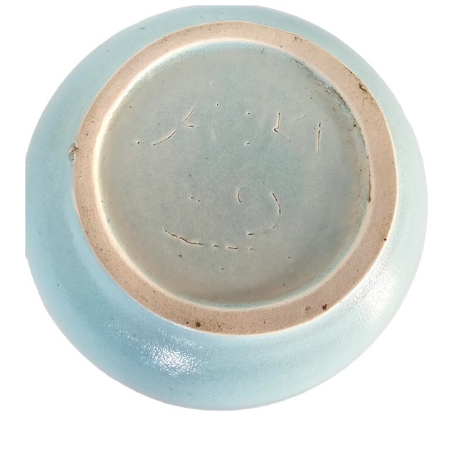 Studio Art Pottery Rose Bowl Sea Green Vase Signed Aoki | Chairish