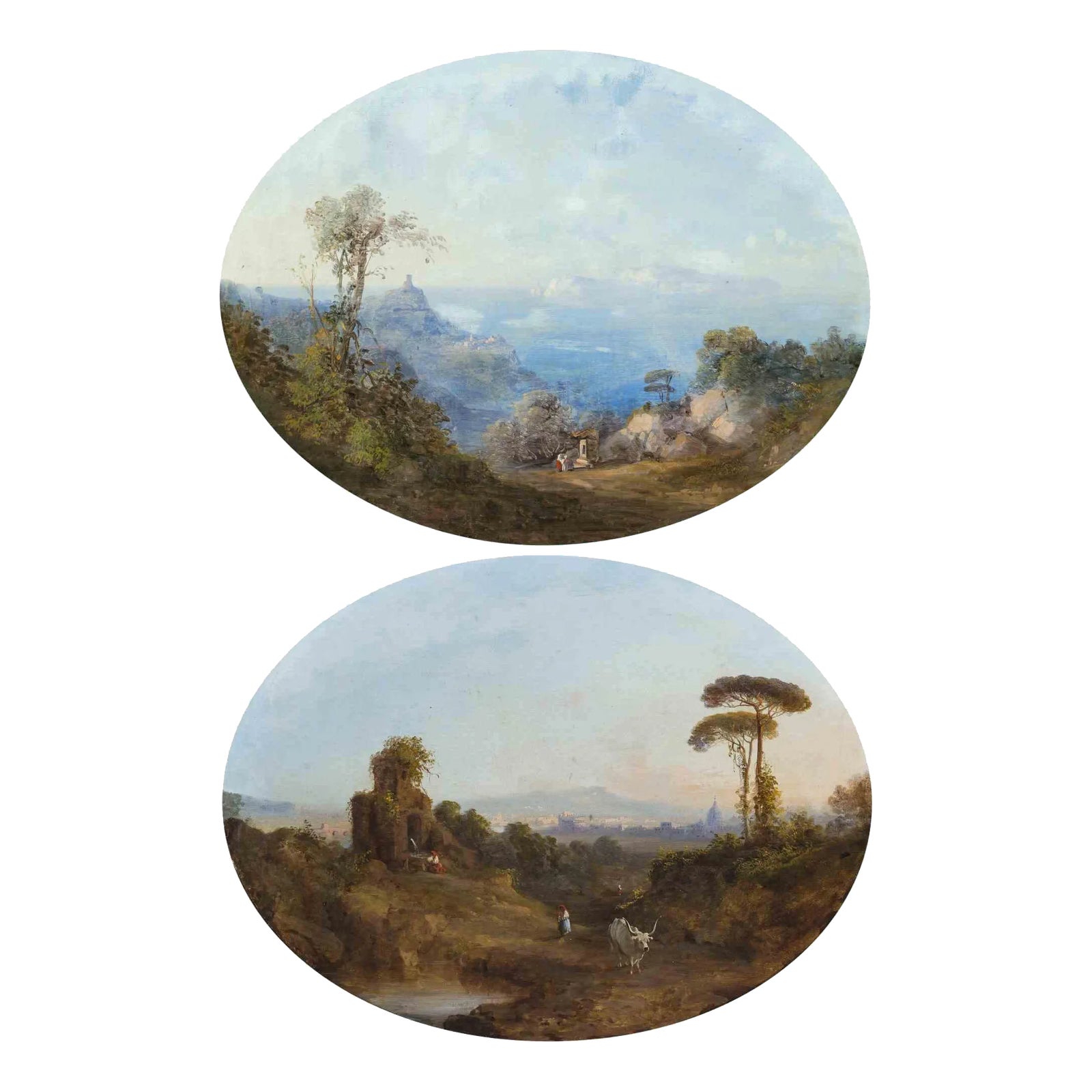 Landscapes With Views of Ancient Rome, Oil on Canvas, Mid 19th-Century ...